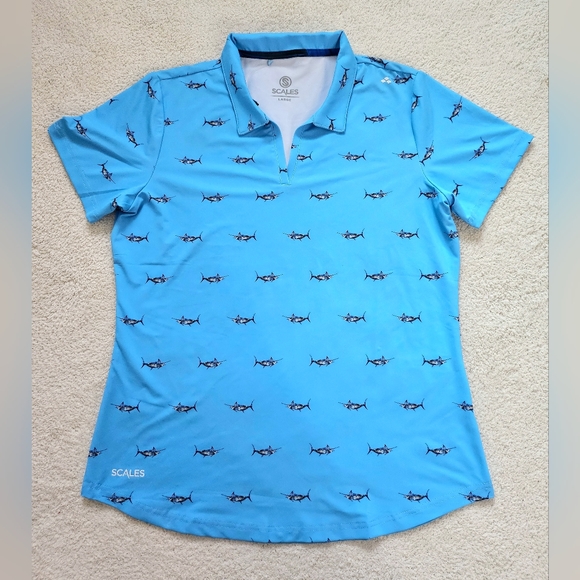 Scales Gear | Tops | Scales Gear Blue Marlin Performance Polo Shirt ...